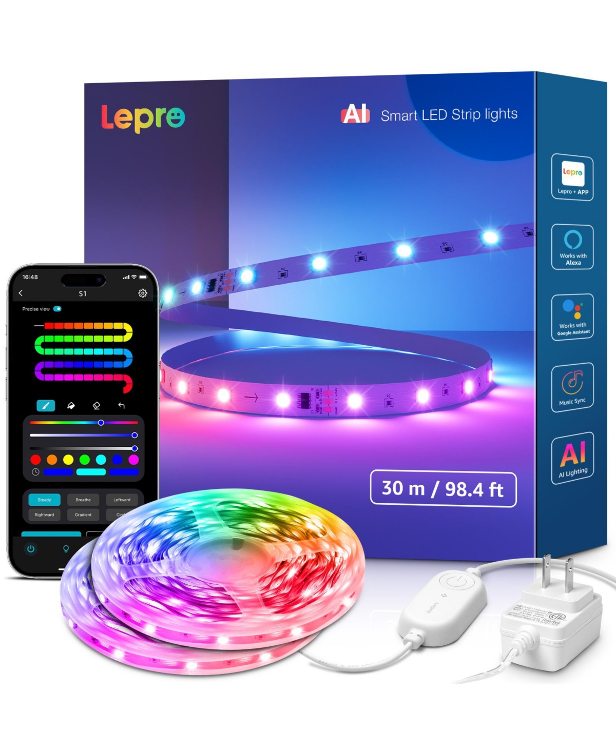 Click here for Lepro S1 Ai Smart Rgb Led Strip Lights  100ft (2 R... prices