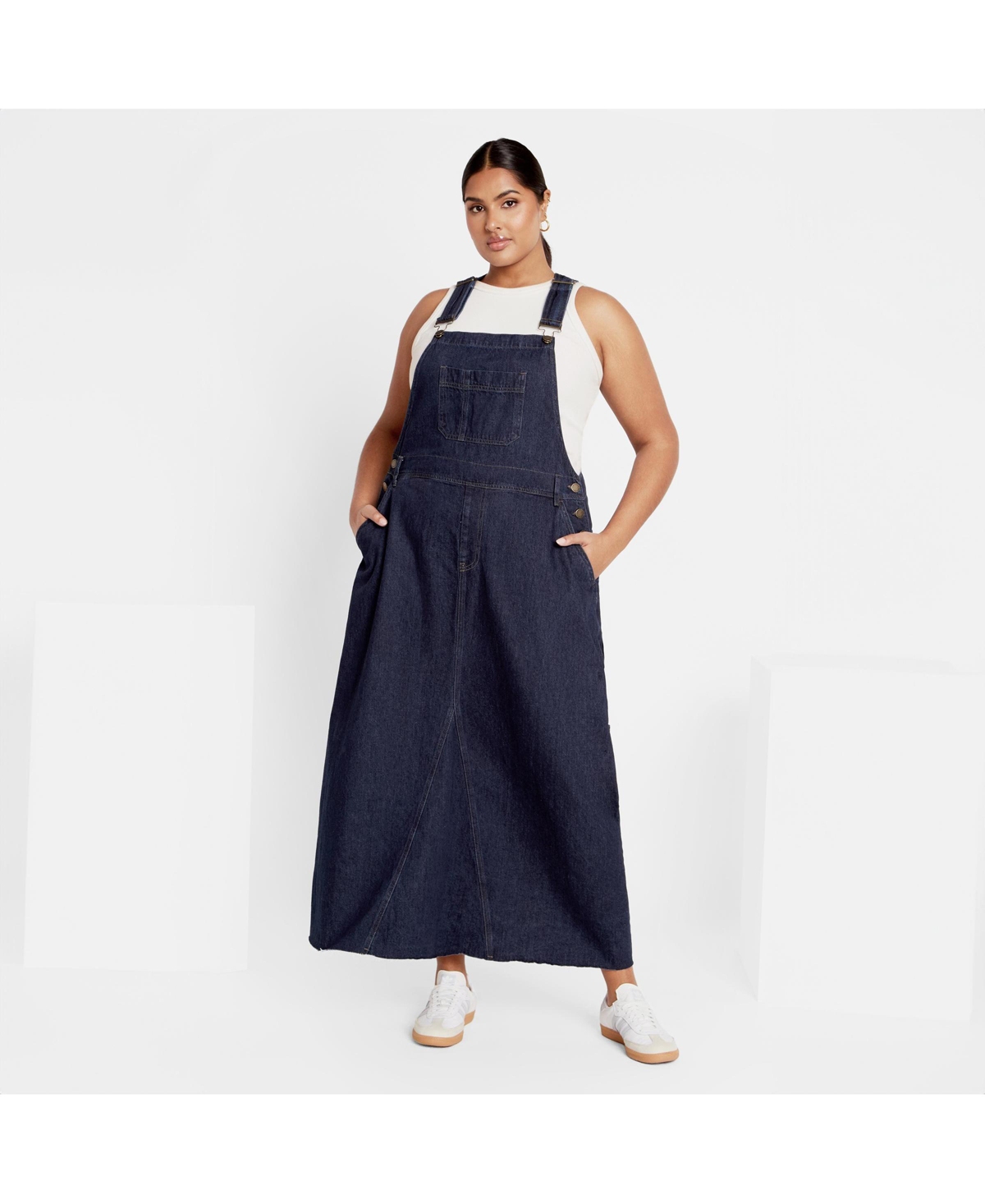 Click here for City Chic Womens Pinafore Maxi Dress - Denim mid prices