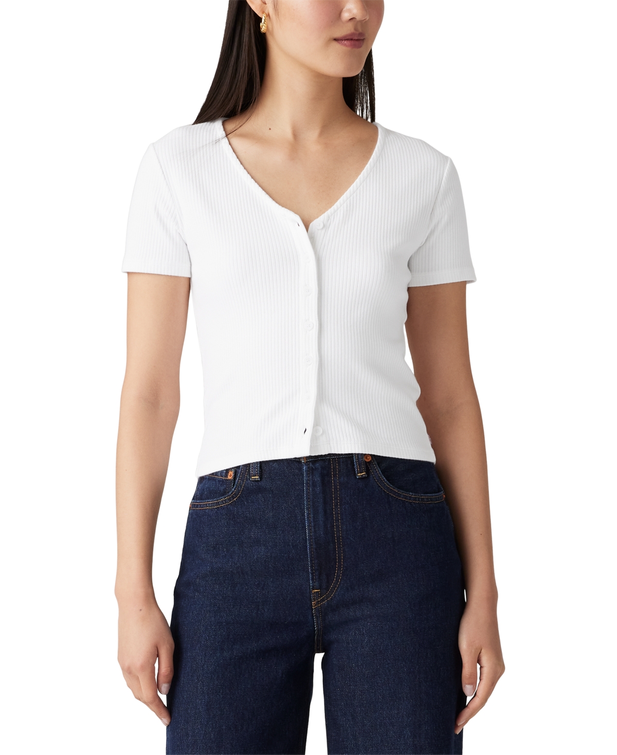Click here for Levis Womens Muse Short-Sleeve V-Neck Top - White... prices