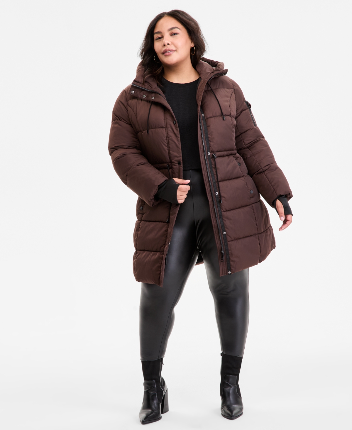 Click here for Steve Madden Plus Size Hooded Anorak Puffer Coat -... prices