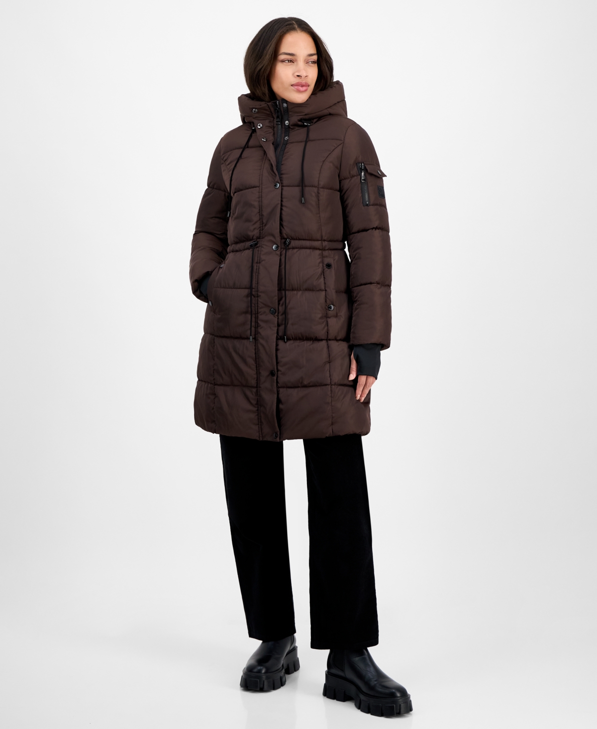 Click here for Steve Madden Womens Hooded Puffer Utility Coat - E... prices