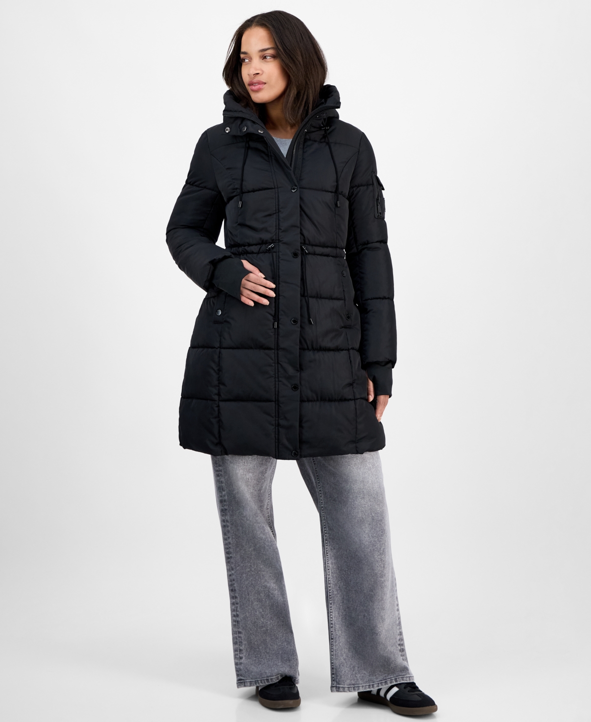 Click here for Steve Madden Womens Hooded Puffer Utility Coat - B... prices