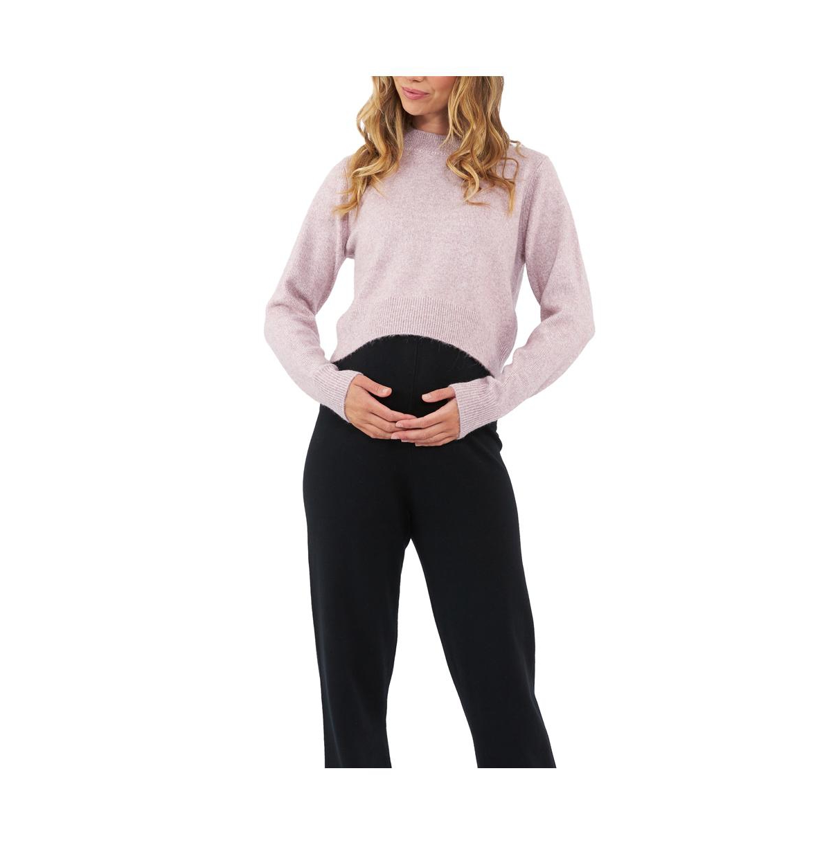 Click here for Ripe Maternity Maternity Tia Crop Knit - Pink marl... prices