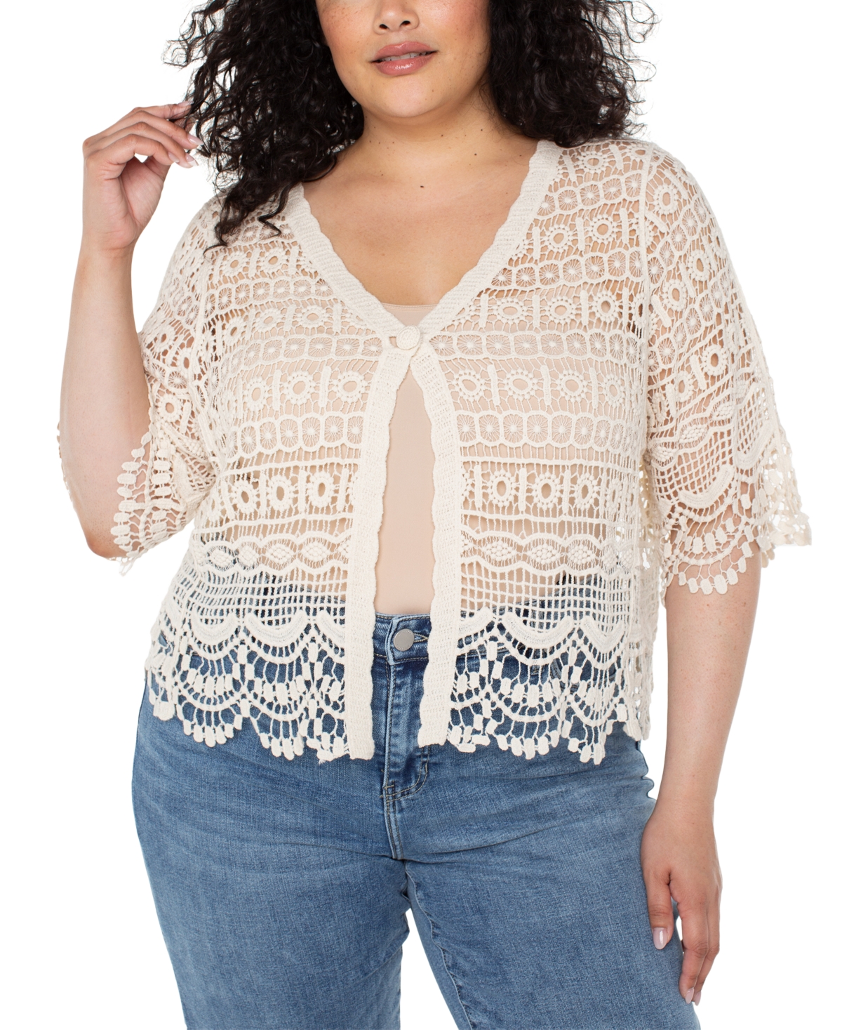 Click here for Liverpool Los Angeles Plus Size Crochet Lace Boler... prices