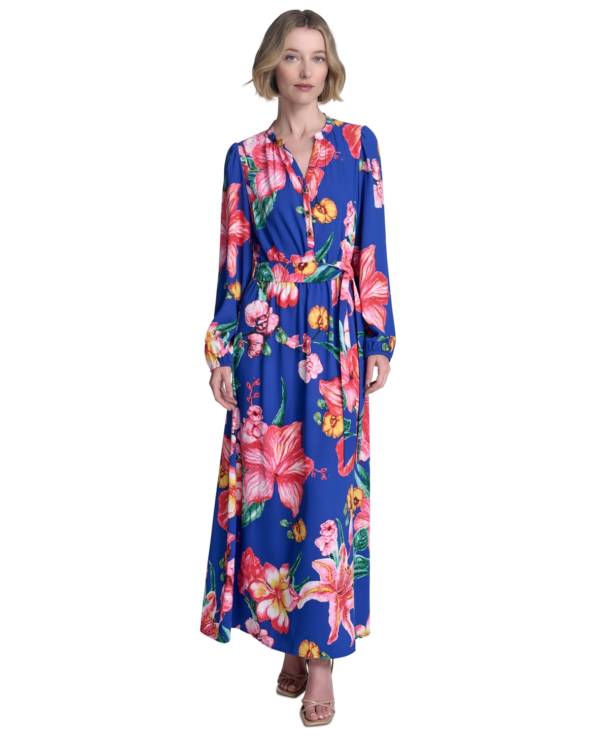Click here for Halston Womens Button-Front Belted Maxi Dress - Se... prices