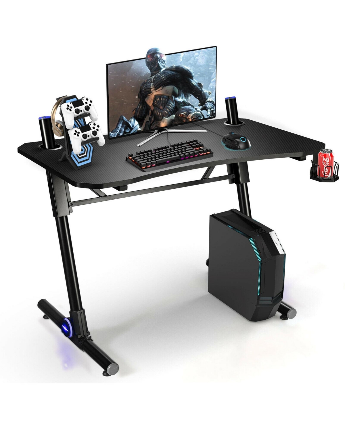 Click here for 43.5 Inch Height Adjustable Gaming Desk with Blue... prices
