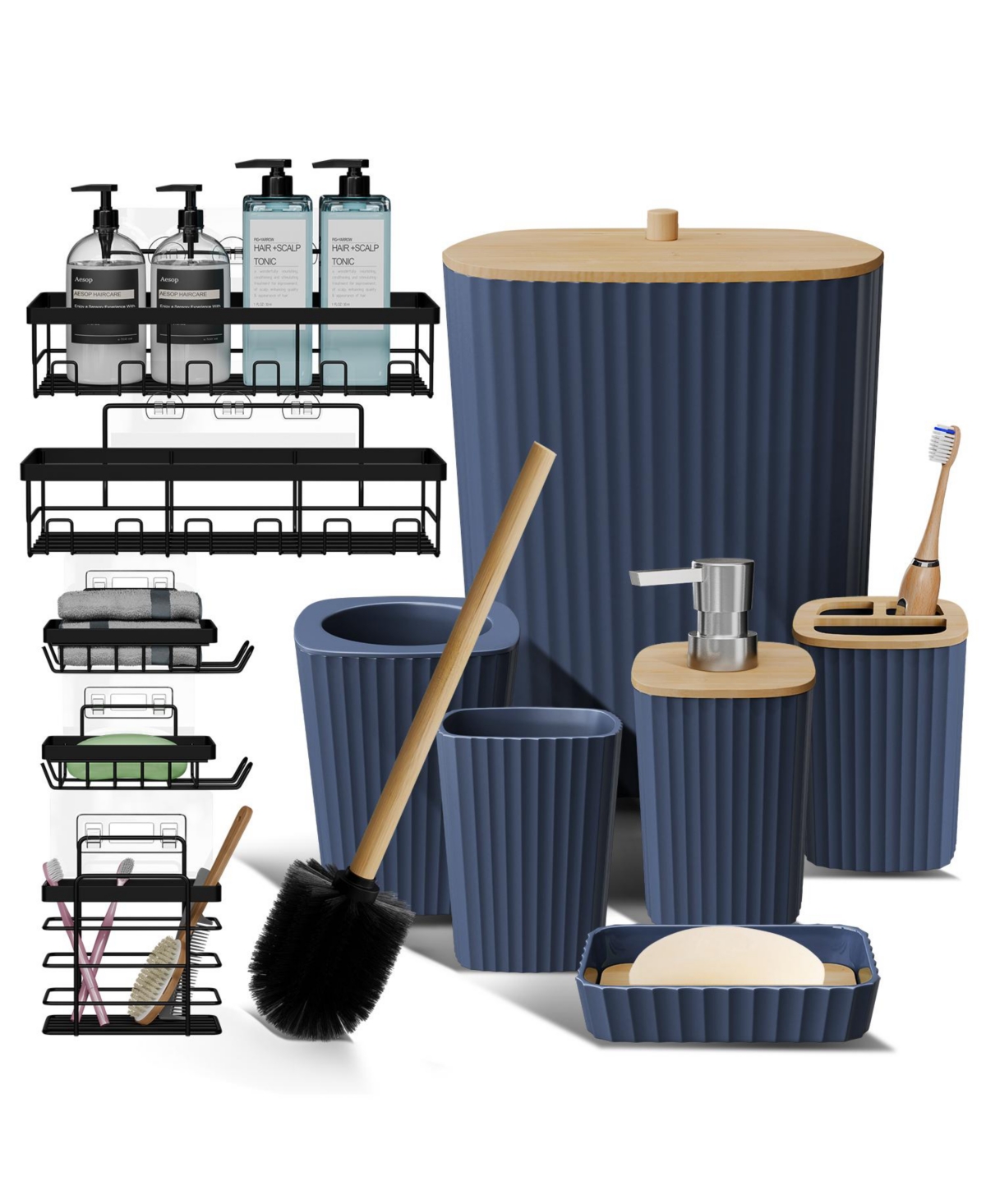 Click here for Complete Bathroom Decor & Shower Caddy Set - Navy... prices
