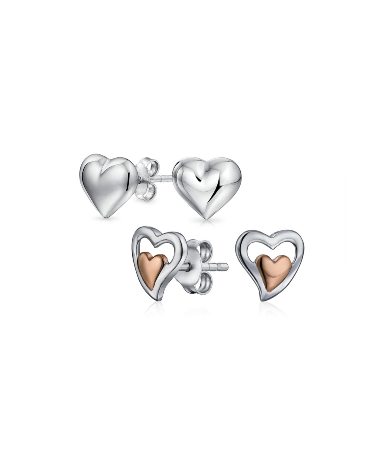 Click here for Bling Jewelry Set of 2 Double Open Heart Puffed St... prices