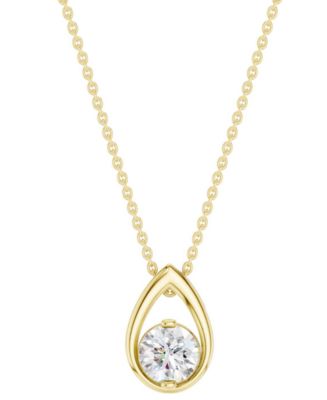 Diamond Tear-Shape Pendant Necklace (1/6 ct. t.w.) in 14k Yellow Gold ...