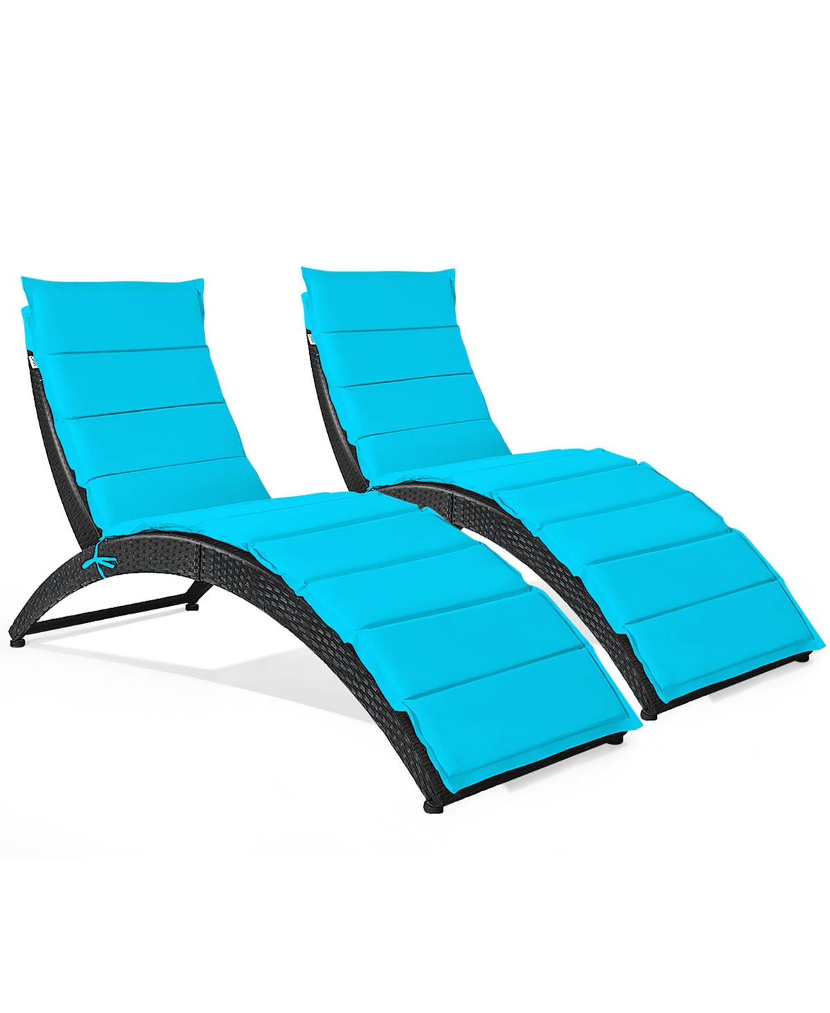 Click here for 2PCS Folding Patio Rattan Lounge Chair Chaise Cush... prices