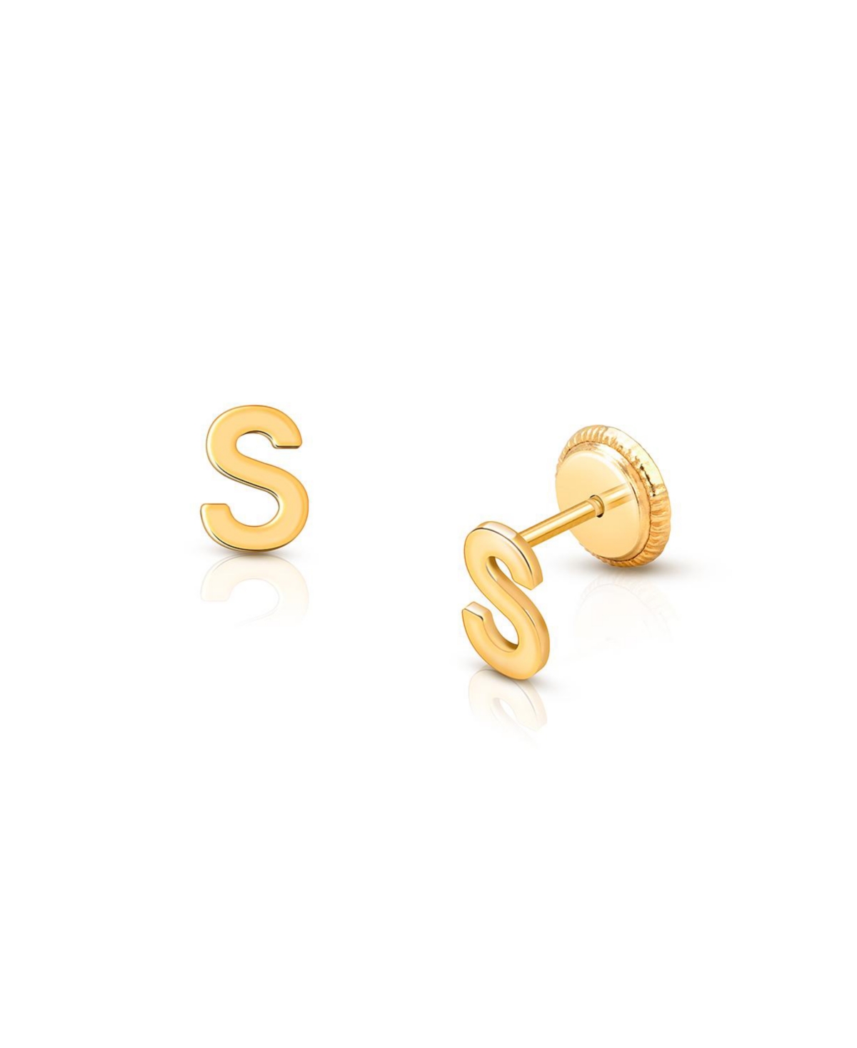 Click here for Tiny Blessings Childrens 14K Gold Initial Studs Gi... prices