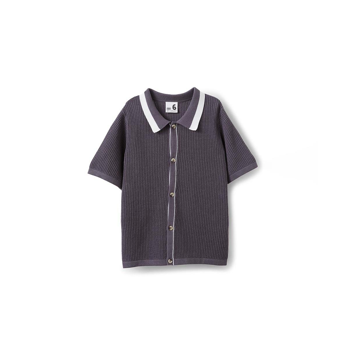 Cotton On Boys Knitted Short Sleeve Shirt - Rabbit grey/waffle