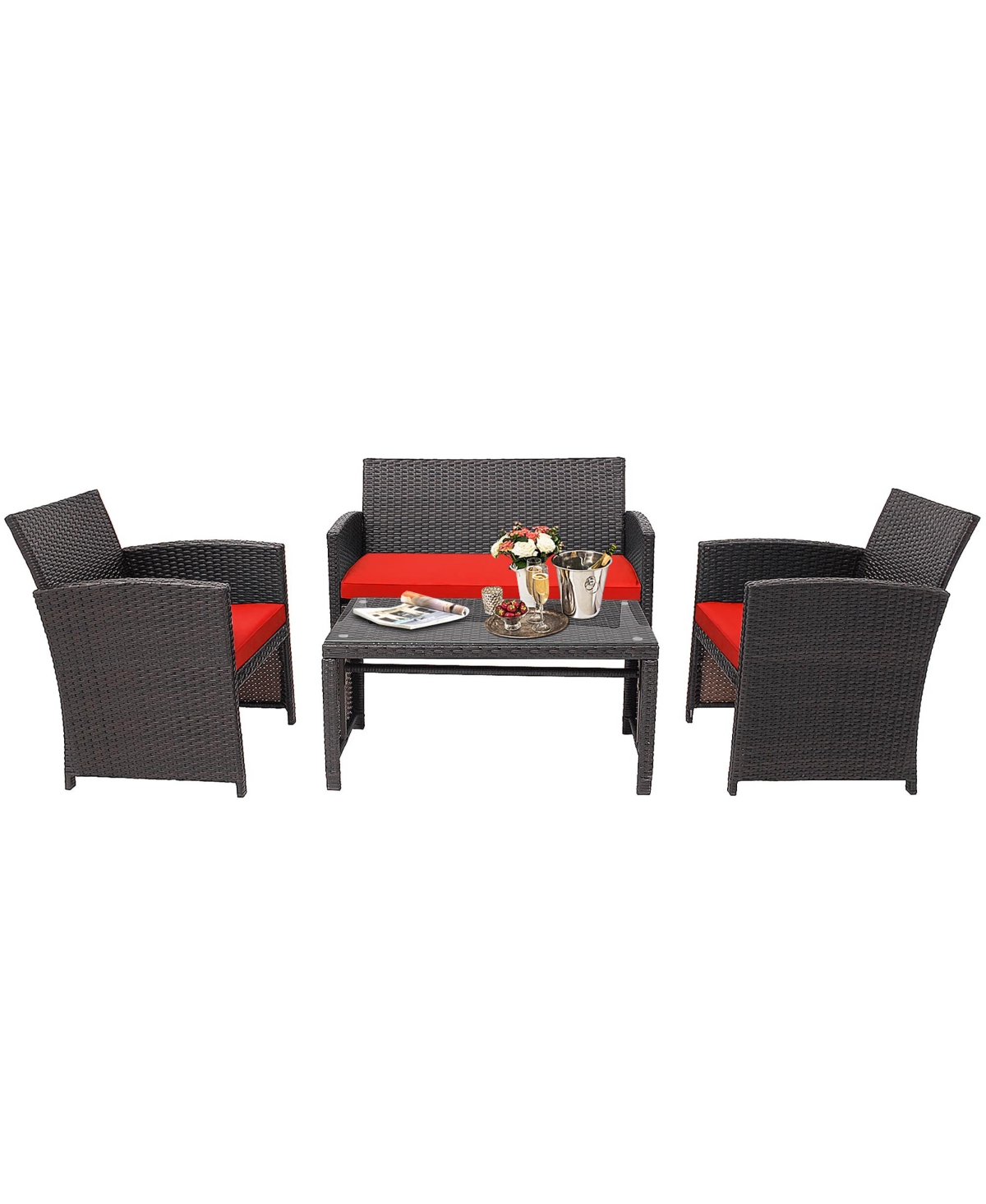 Click here for 4PCS Patio Rattan Furniture Set Cushioned Chair So... prices