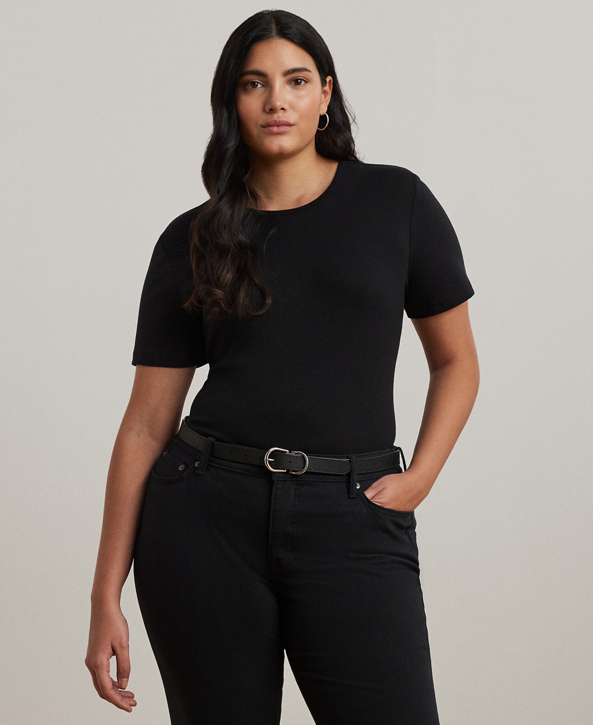 Click here for Lauren Ralph Lauren Plus Size Stretch Cotton T-Shi... prices