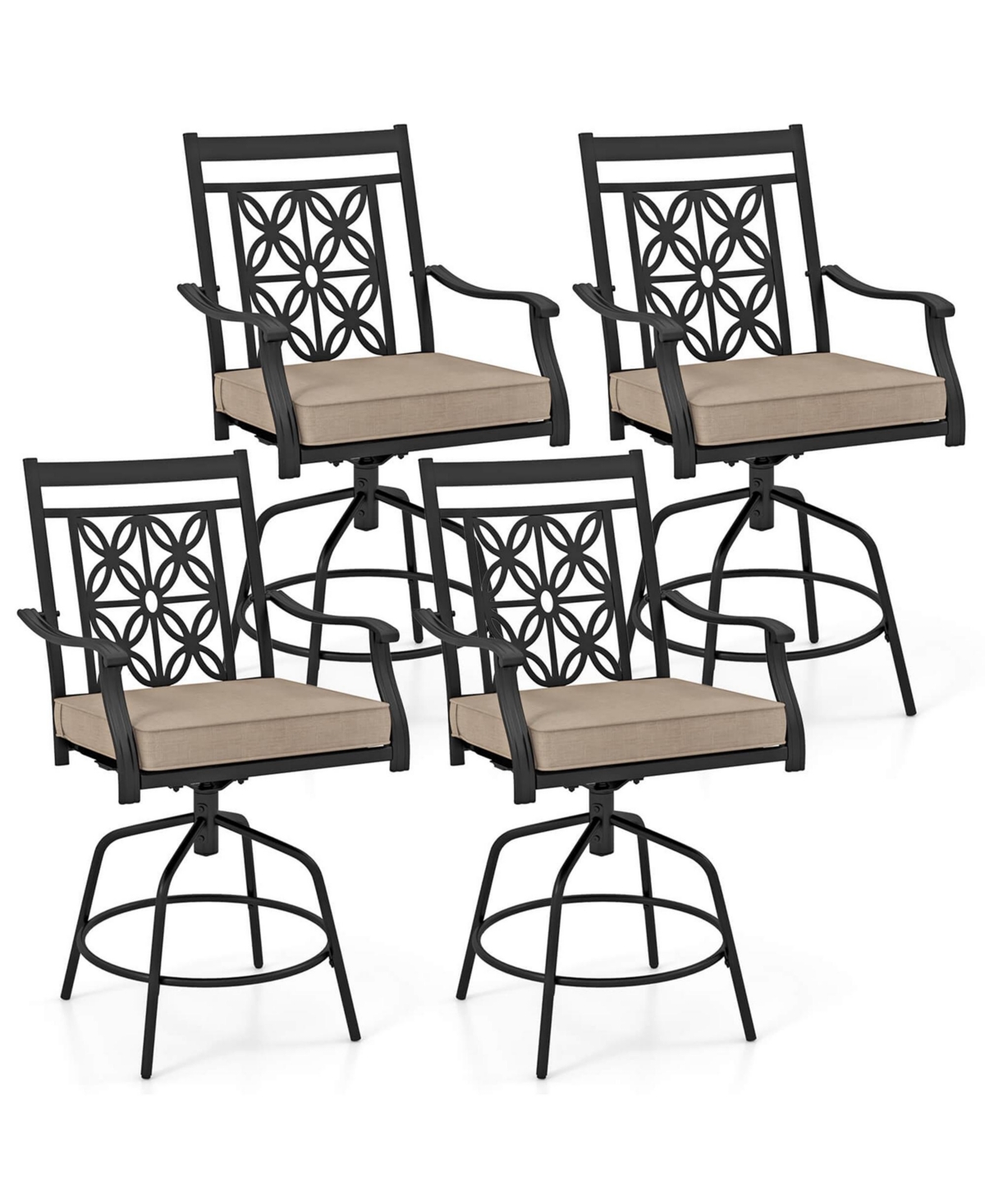 Click here for Outdoor 360°Swivel Bar Stools Set of 4 with S... prices