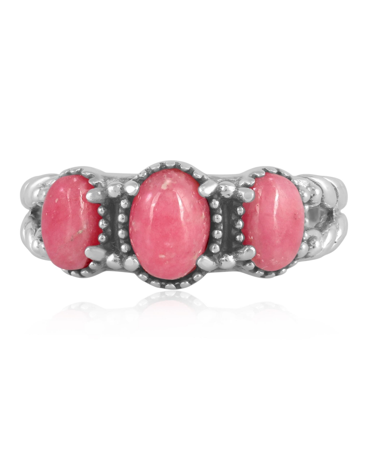 Click here for Sterling Silver Rhodonite 3-Stone Ring  Size 11 prices