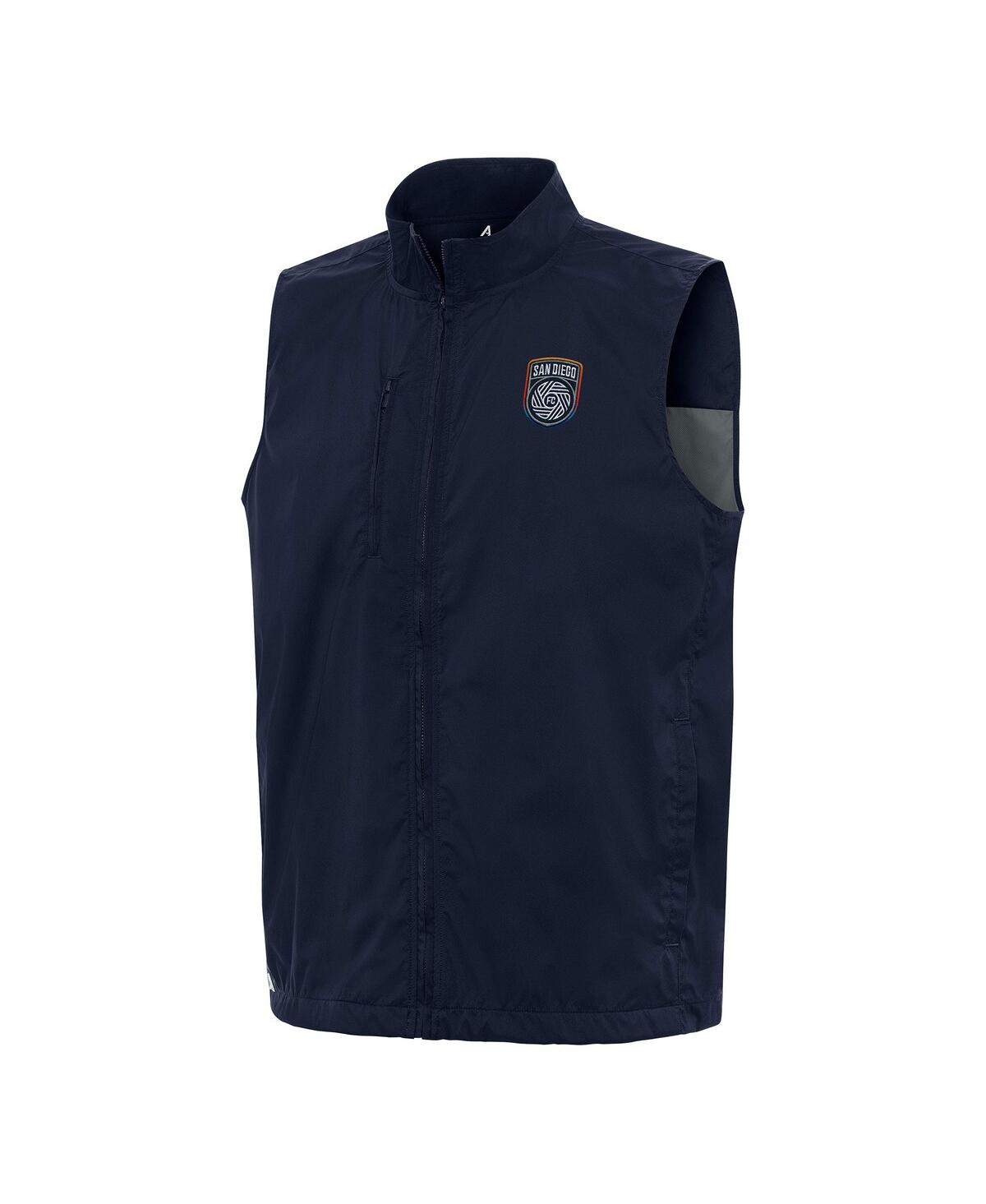 Click here for Antigua Mens Navy San Diego Fc Brisk Full-Zip Vest... prices