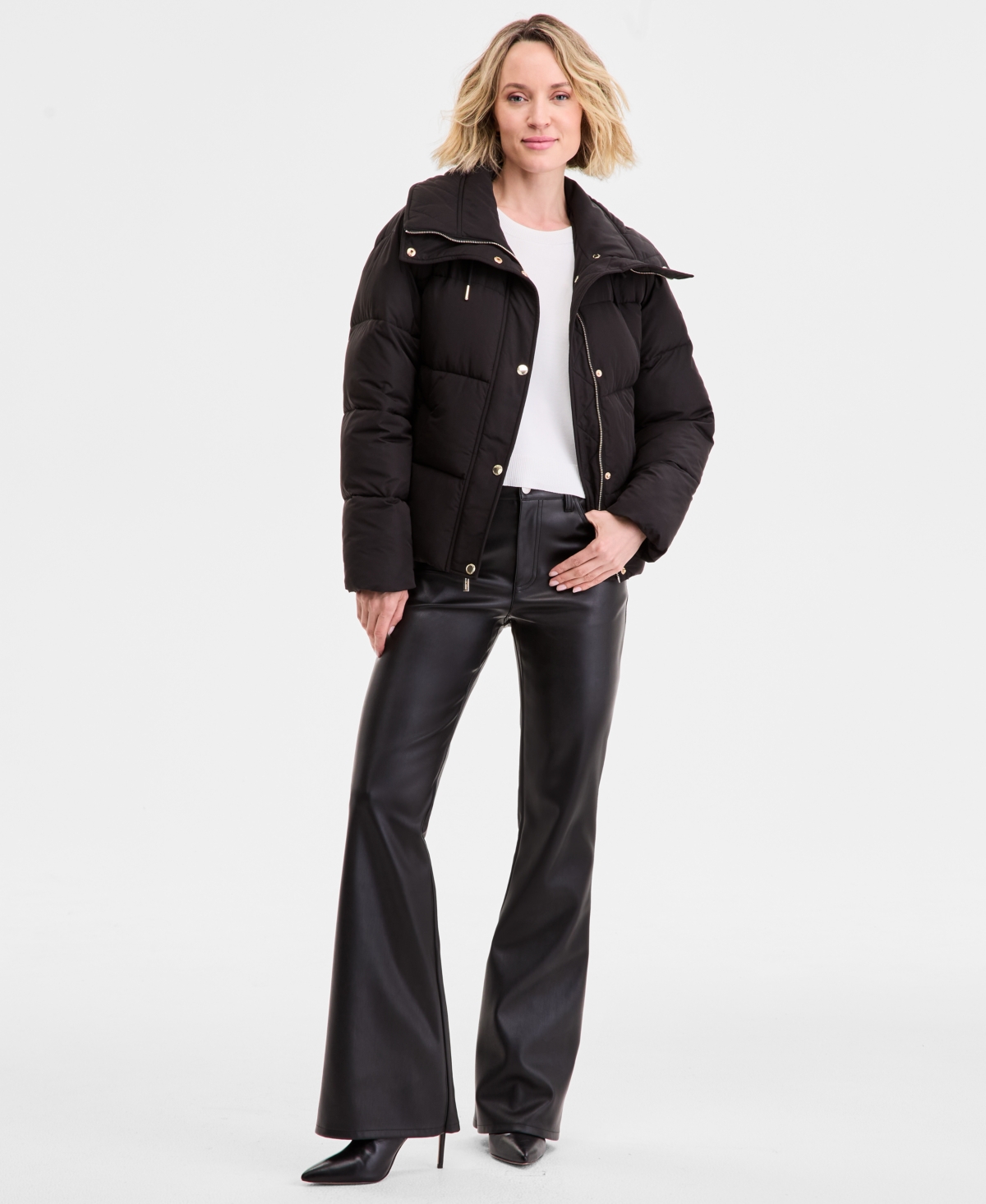 Click here for Michael Michael Kors Womens Drawstring-Collar Puff... prices