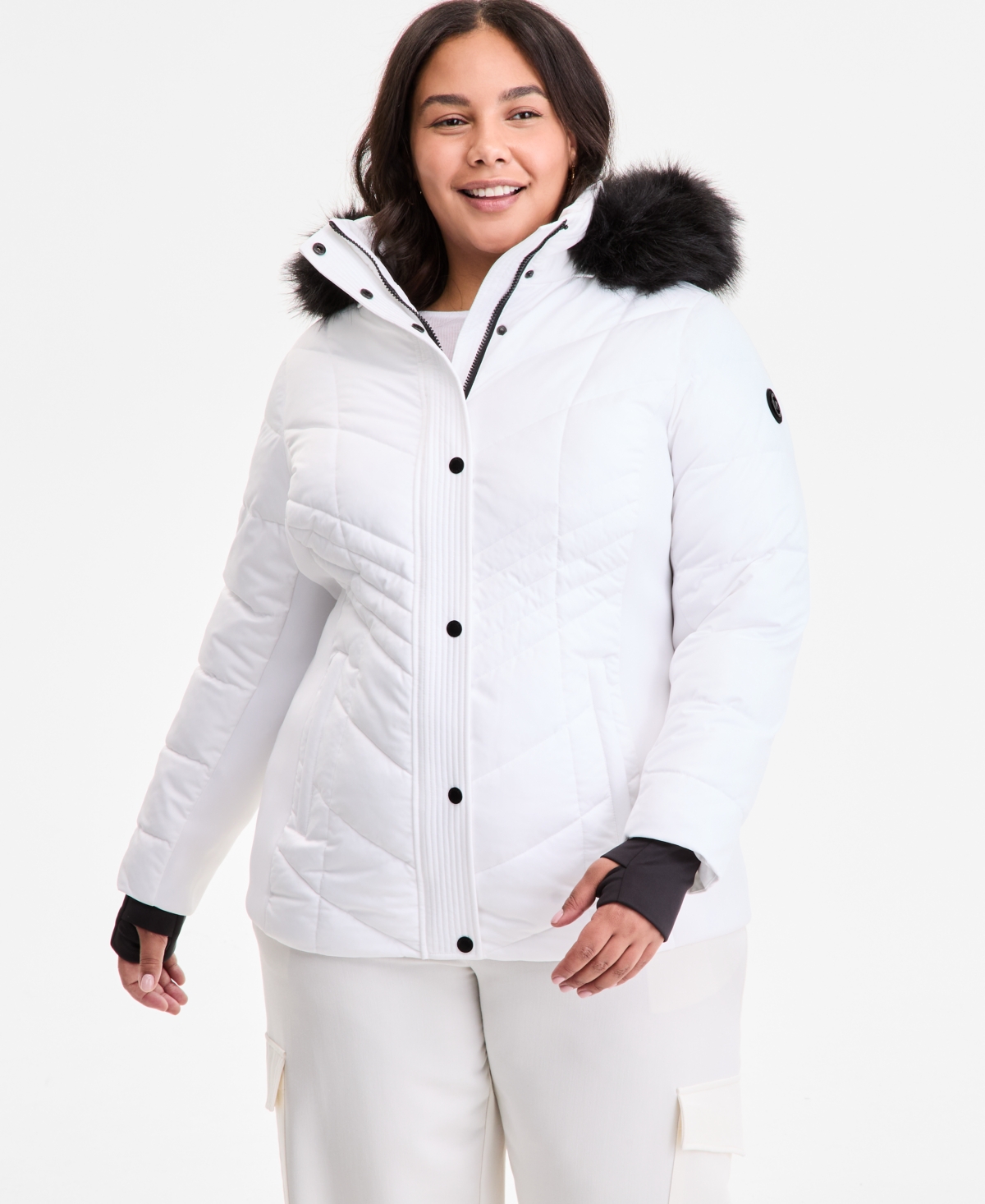 Click here for Michael Michael Kors Plus Size Faux-Fur-Trim Hoode... prices
