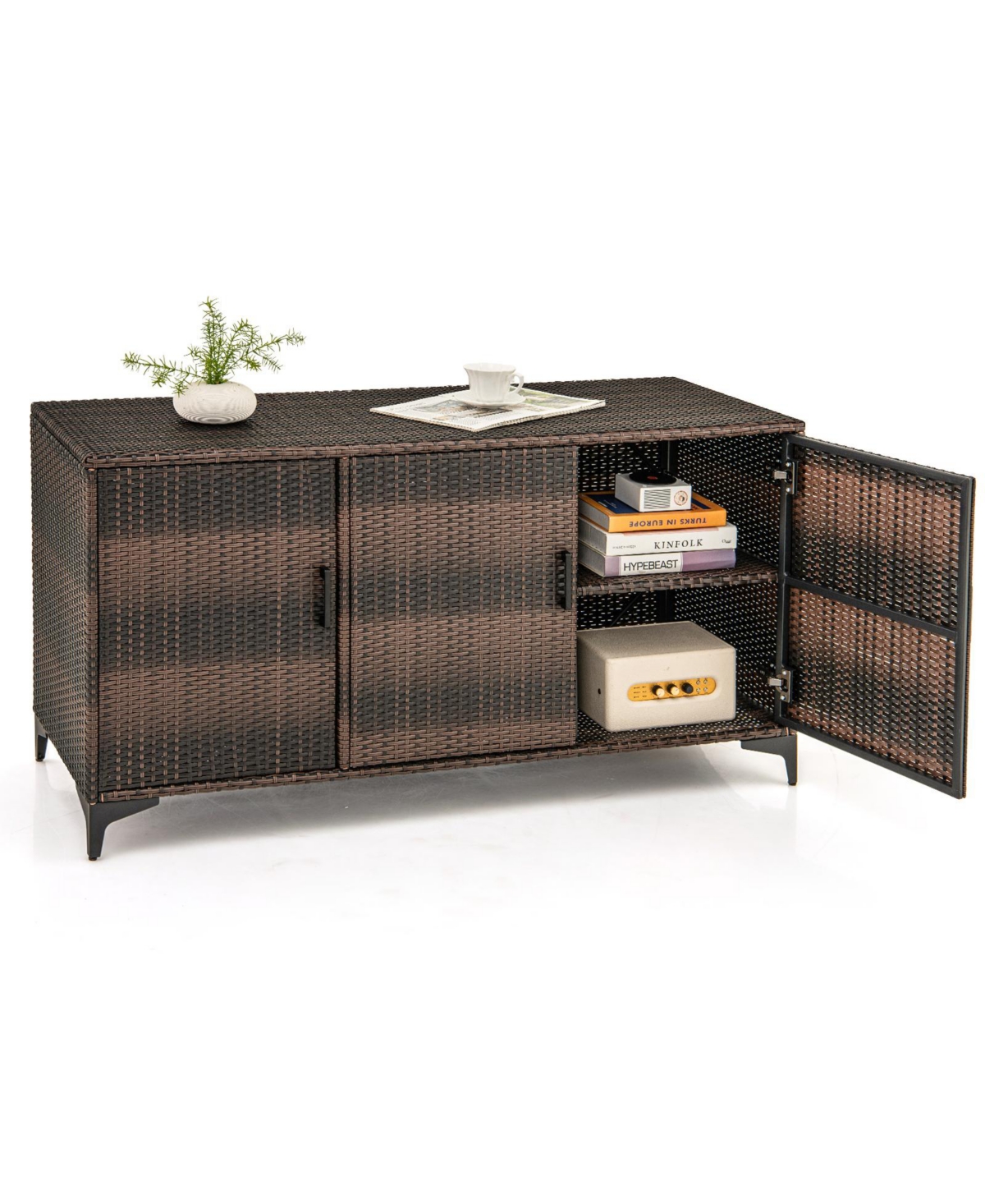 Click here for Patio Wicker Deck Box with 3 Doors and Removable S... prices