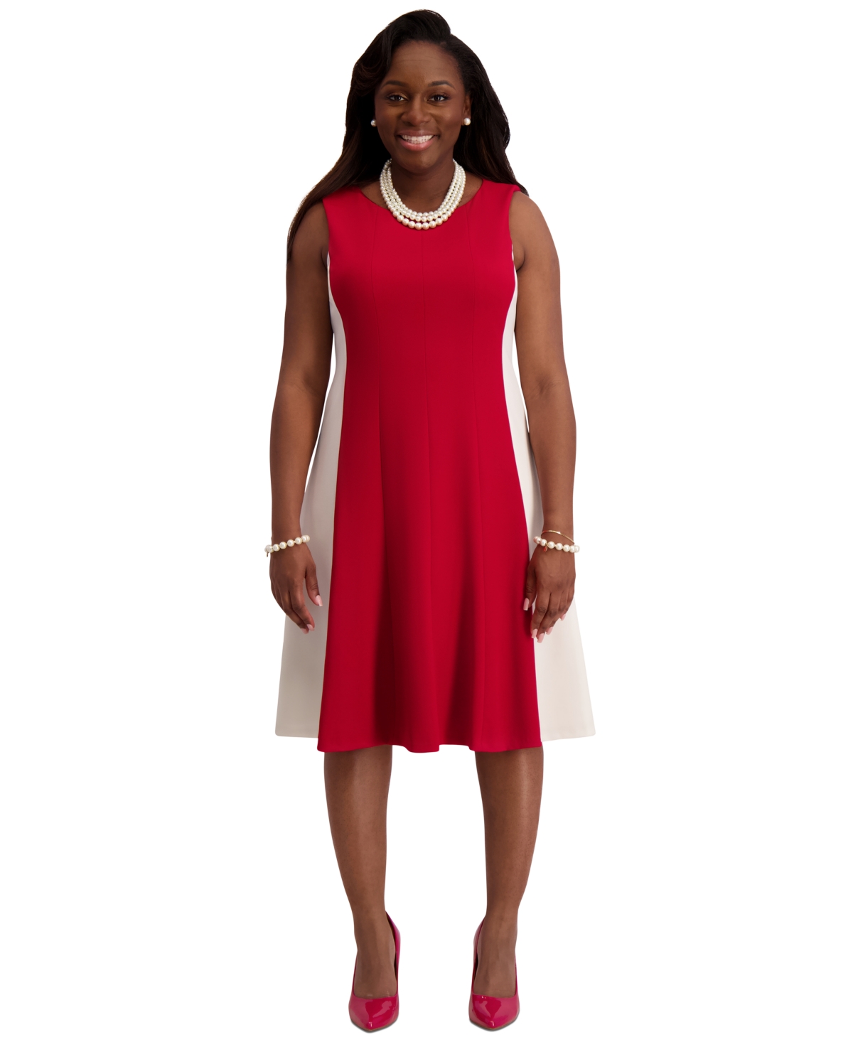 Click here for Kasper Womens Seamed Sleeveless Dress - Crimson  C... prices