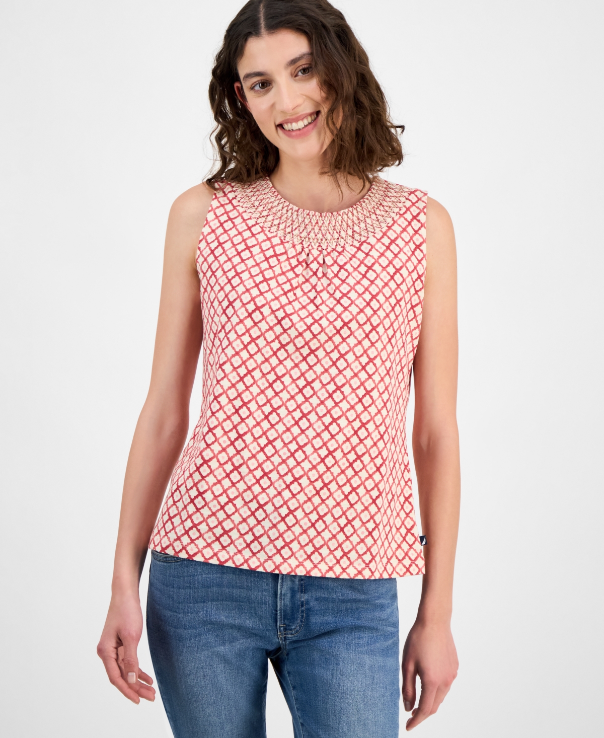 Click here for Nautica Jeans Womens Smocked-Neck Tank Top - Miner... prices