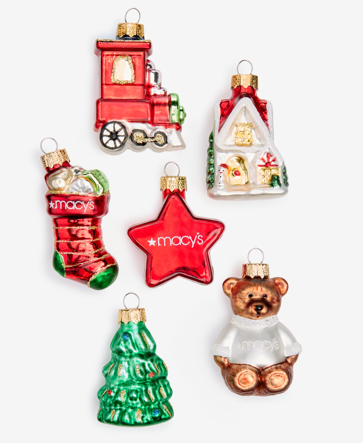 Click here for Holiday Lane Heritage Set of 6 Glass Macys Ornamen... prices
