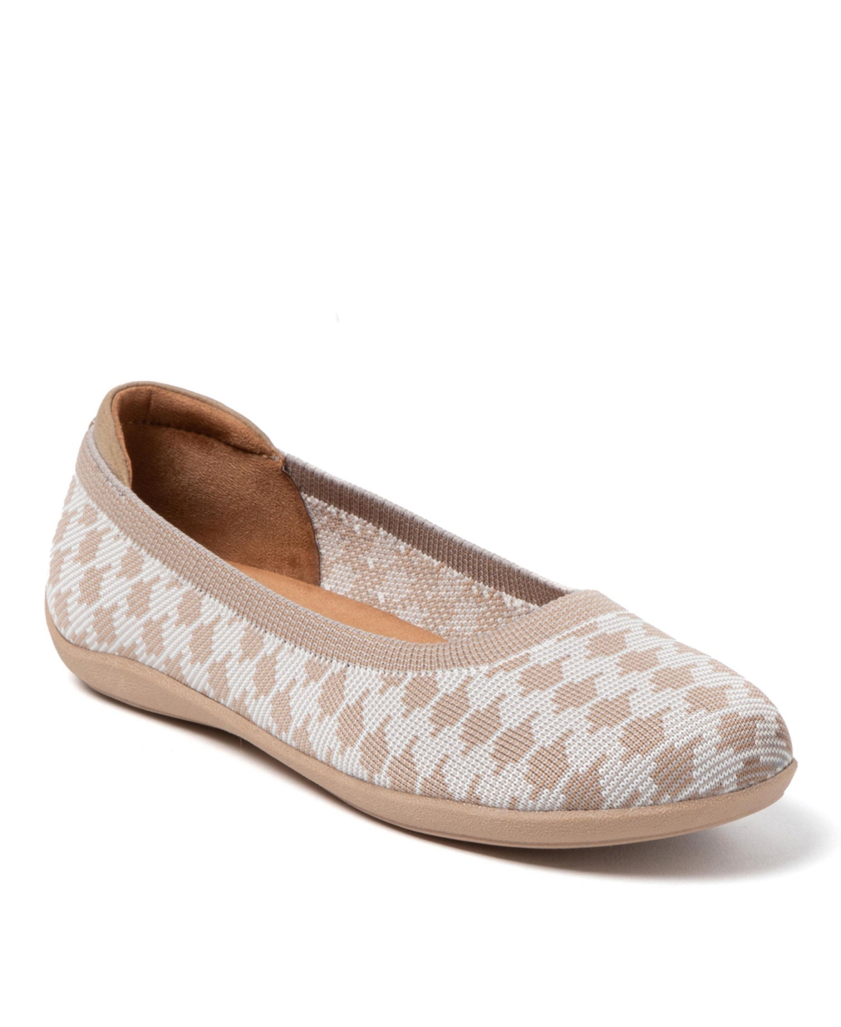 Dearfoams Womens Misty Ballet Flat Lightweight Slip Ons - Tan multi