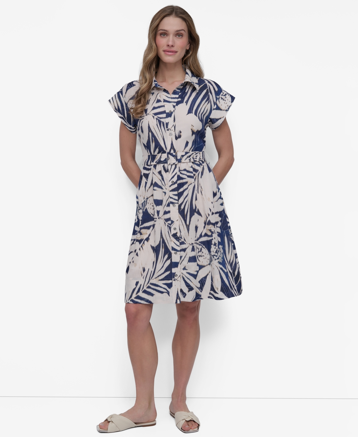 Click here for Dkny Womens Printed Belted Button-Front Shirtdress... prices