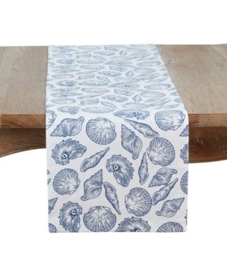 Saro Lifestyle Seaside Sea Shells Table Runner, 14 "x 72" - Macy's