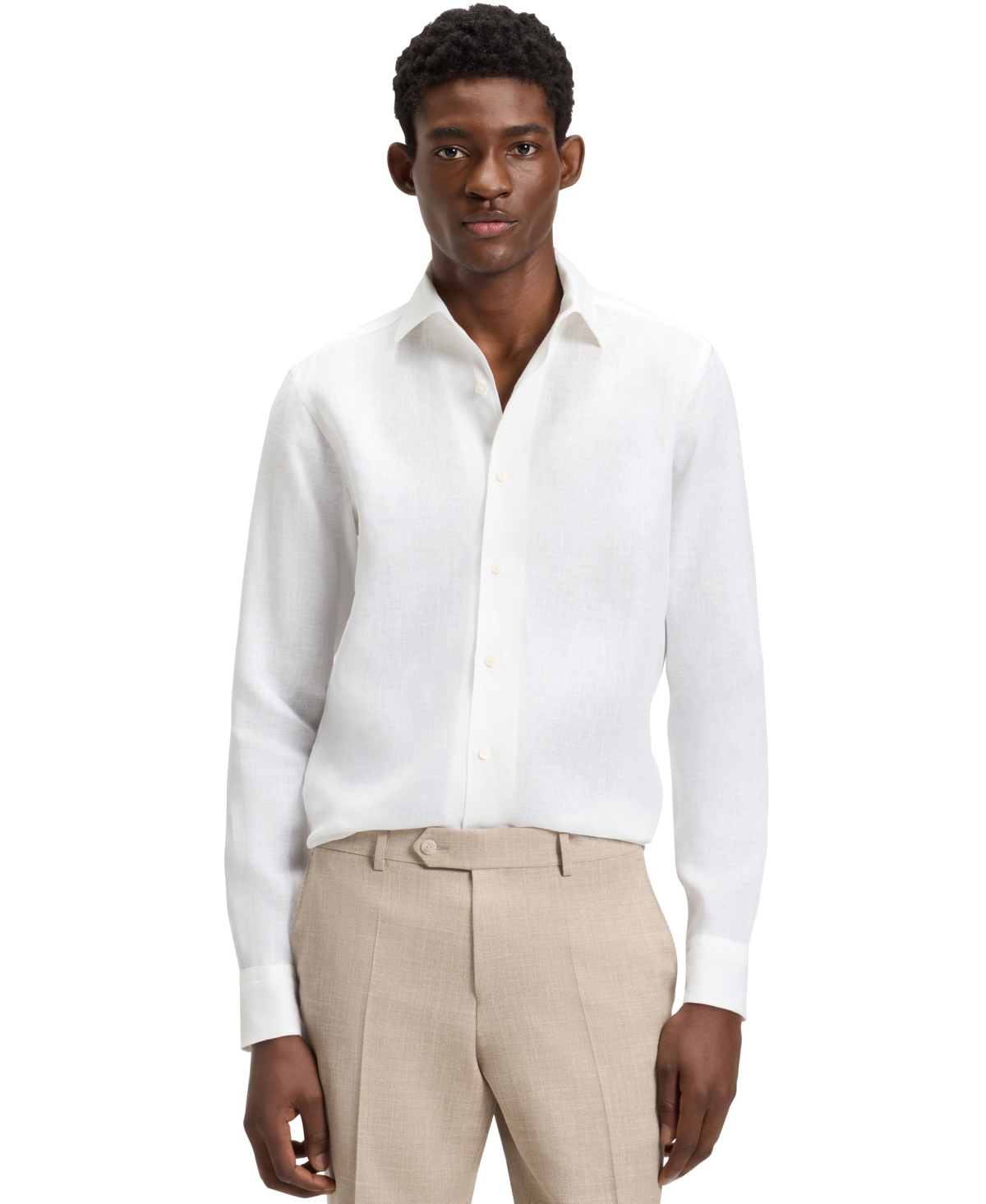 Click here for Hugo Boss Beckham x Boss Mens Regular-Fit Linen Sh... prices