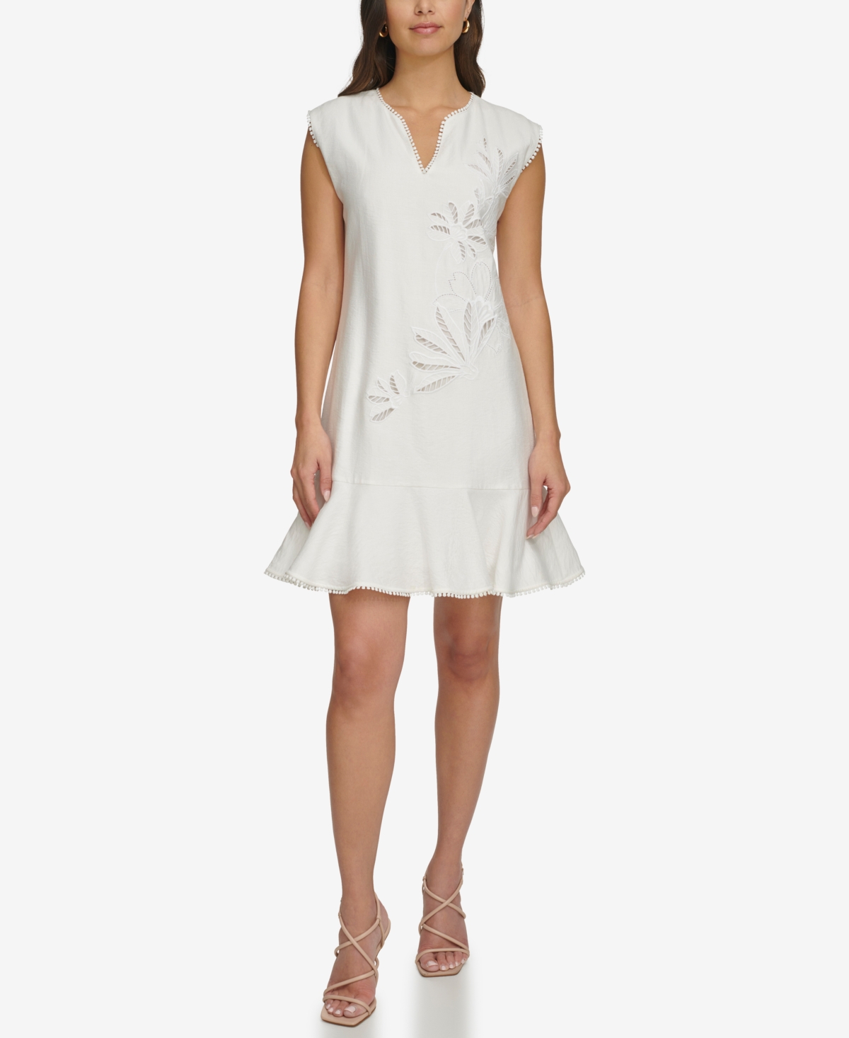 Click here for Dkny Womens Embroidered Pom-Pom-Trim Back-Cutout D... prices
