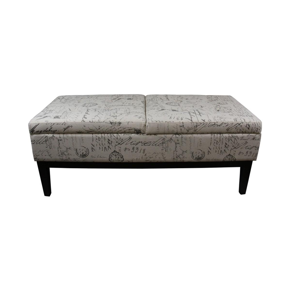 Click here for Vintage Postcard Print Dual Lift Storage Bench - B... prices