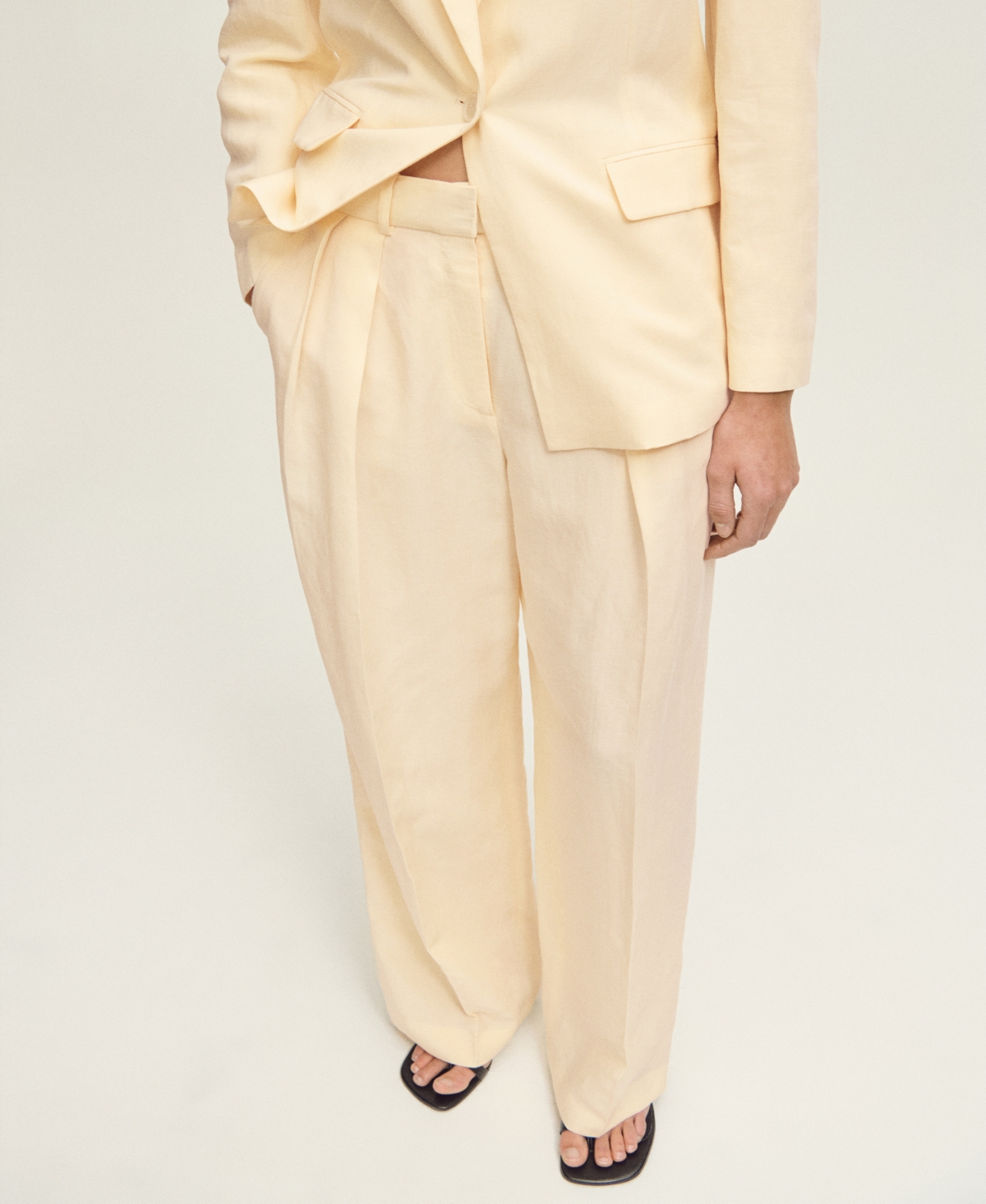 Click here for Mango Womens Straight Linen Blend Suit Pants - But... prices