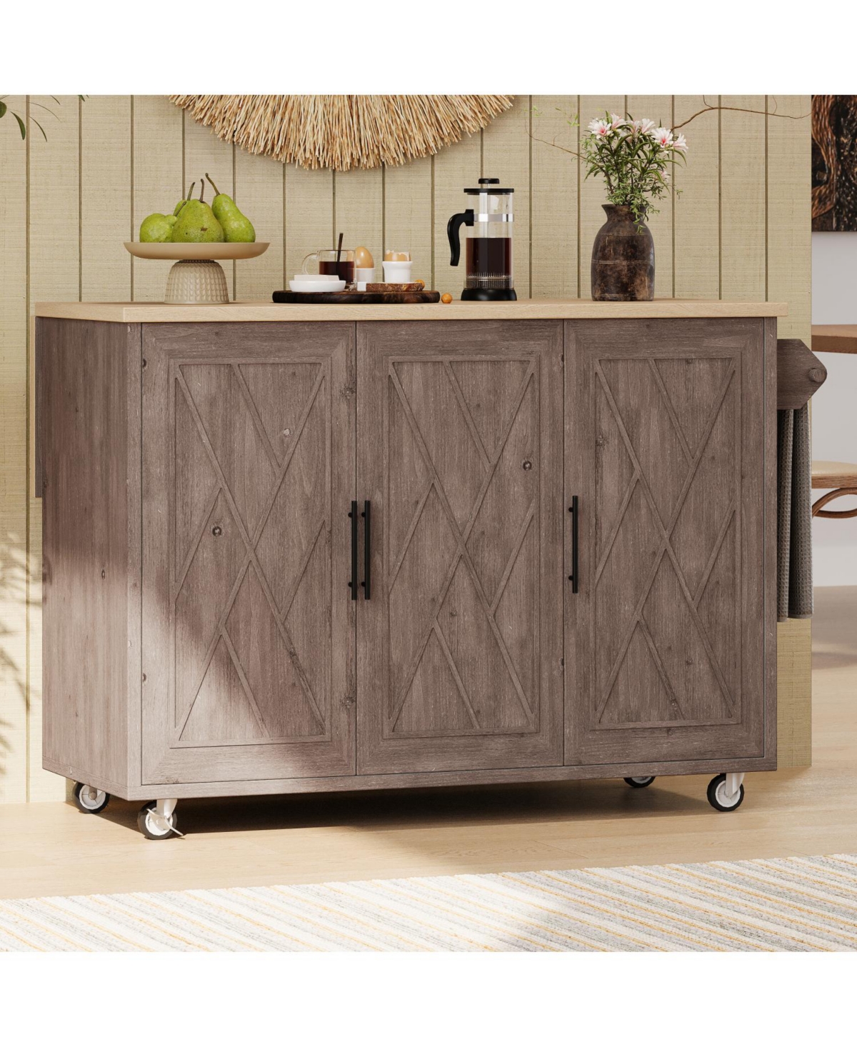Click here for Streamdale Geometric Kitchen Island with Drop Leaf... prices
