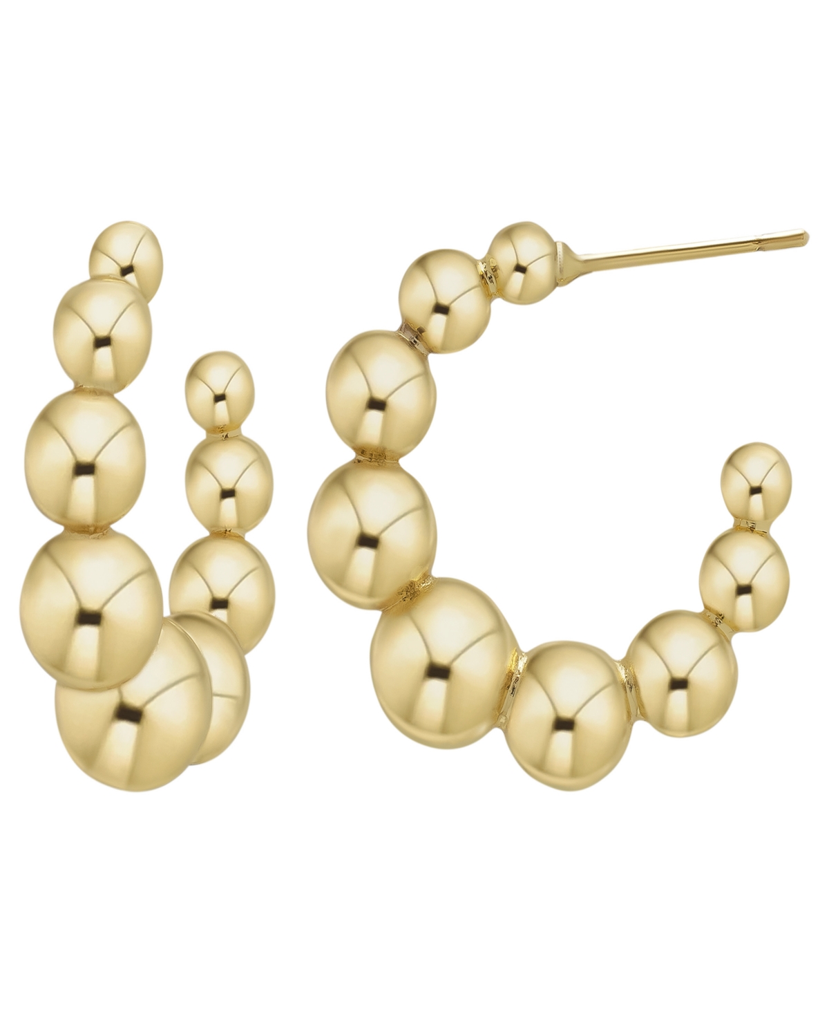 Click here for Macys Ball Bead Hoop 14K Gold Plate Earrings - Gol... prices