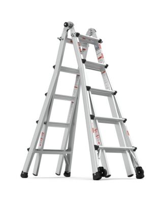 15 ft. Reach Hight Aluminum Multi-Position Ladder with Wheels, 300 lbs ...
