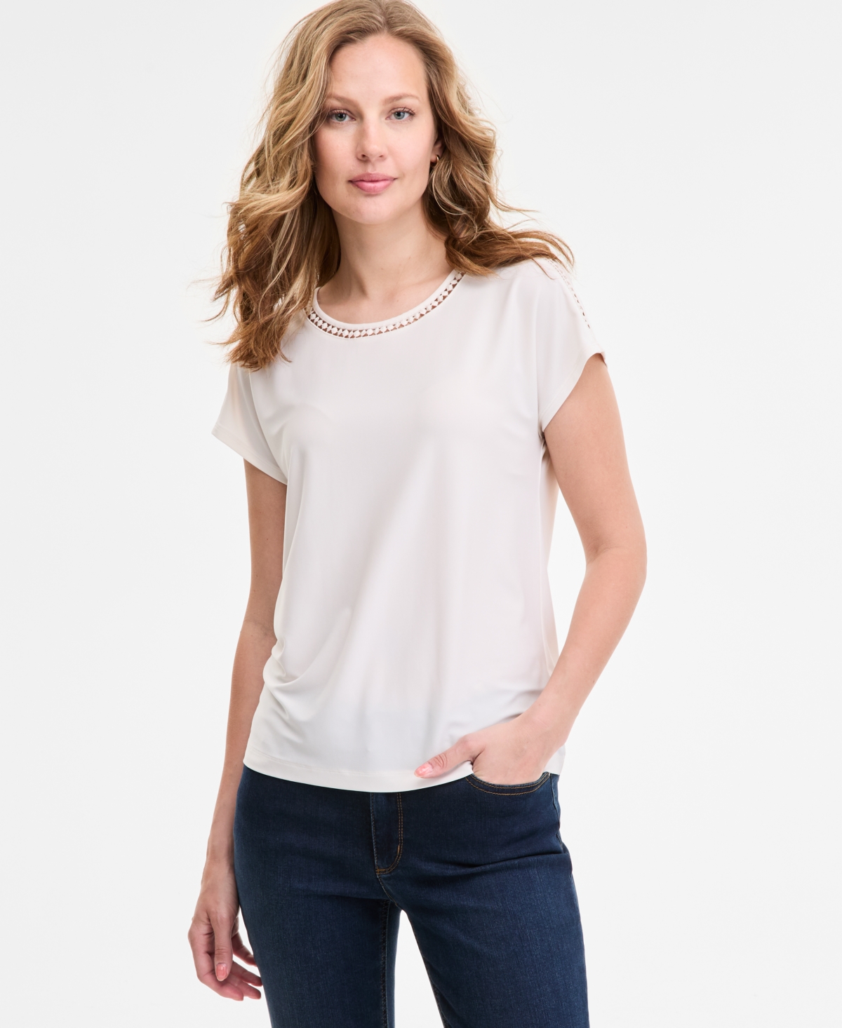 Click here for Jones New York Womens Extended-Shoulder Lattice-Ne... prices