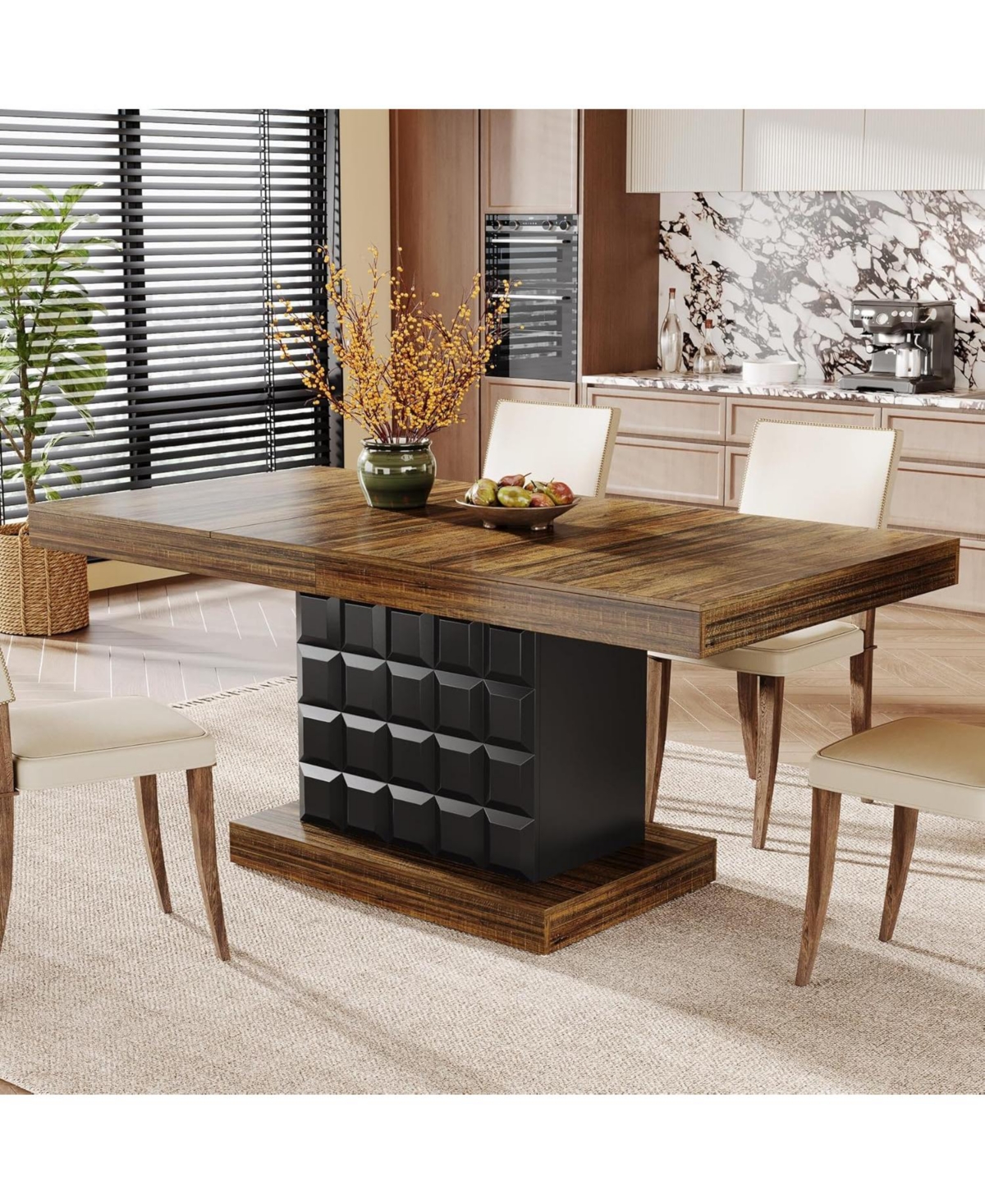 Click here for Tribesigns 63 Dining Table for 4-6  Farmhouse Wood... prices
