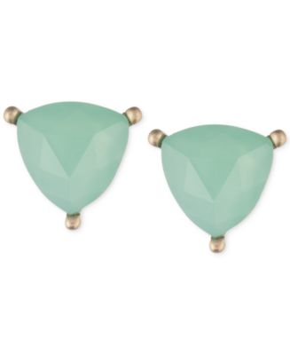 lonna & lilly Gold-Tone Green Stone Trillion Stud Earrings & Reviews ...