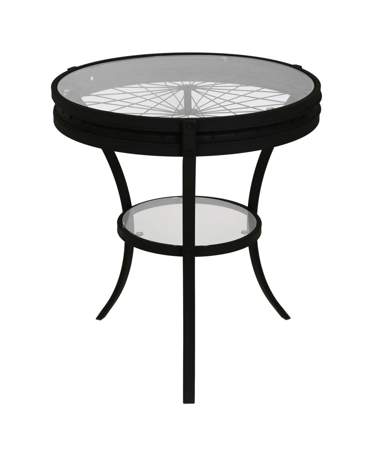 Click here for Modern Glass and Metal Round End Table with Open S... prices