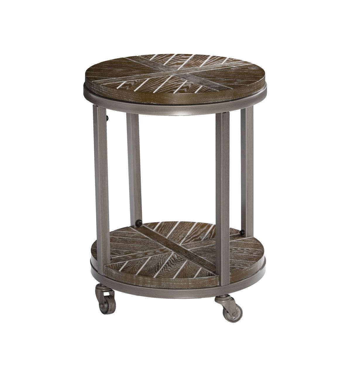 Click here for Wood and Iron Round End Table with Shelf for Livin... prices