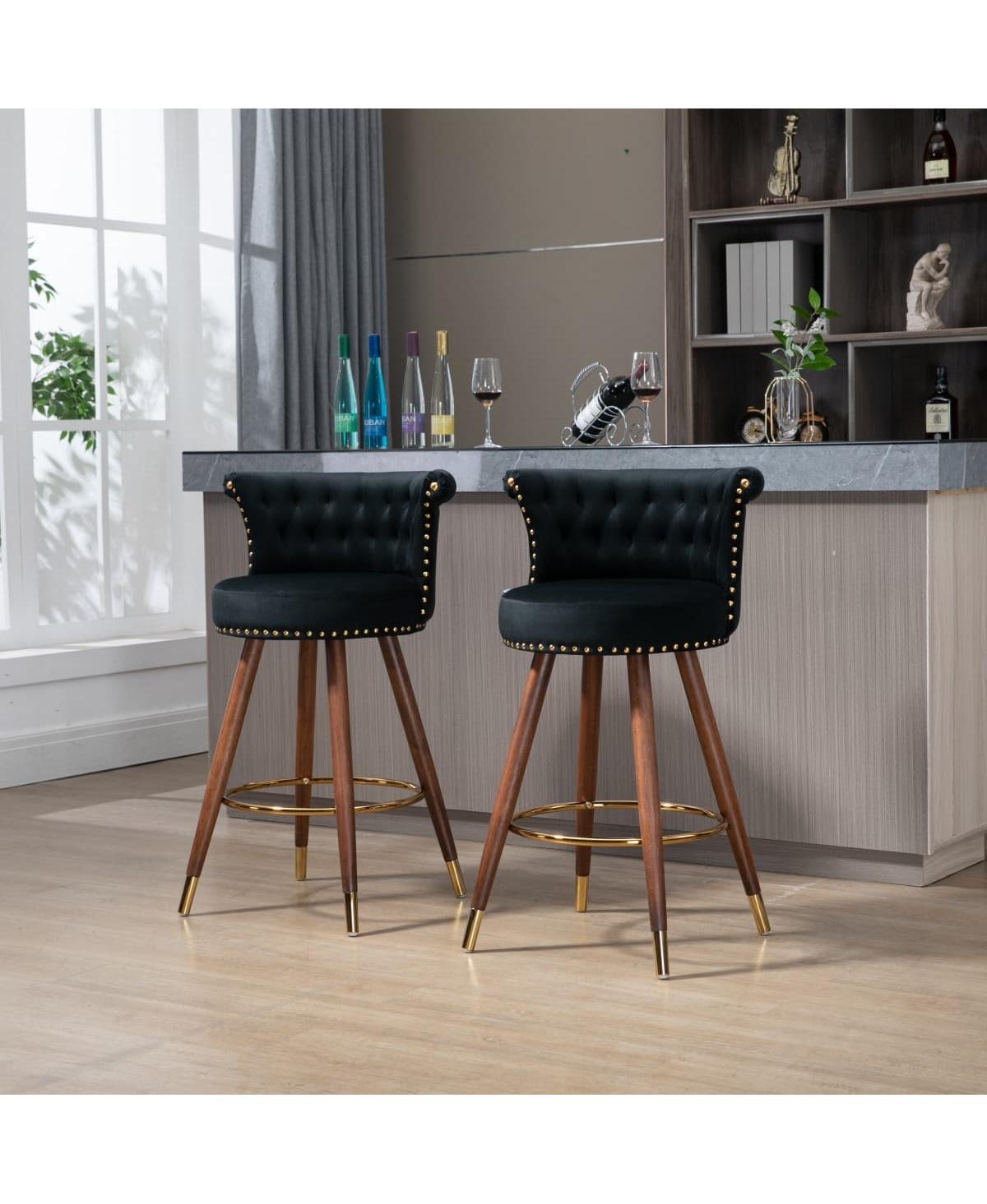 Click here for Set of 2 Swivel Bar Stools with Backrest and Footr... prices