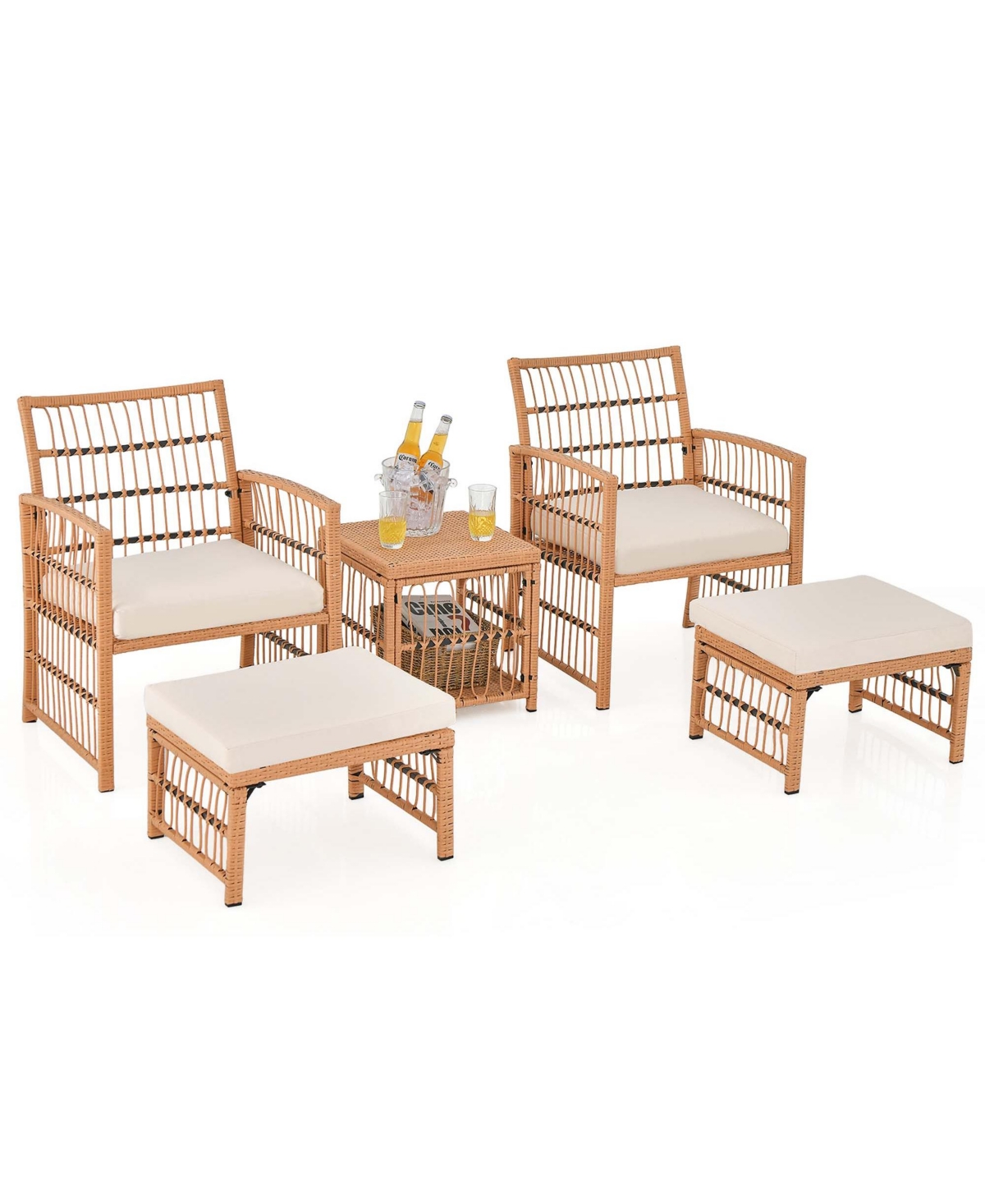 Click here for 5 Piece Patio Rattan Wicker Conversation Set with... prices