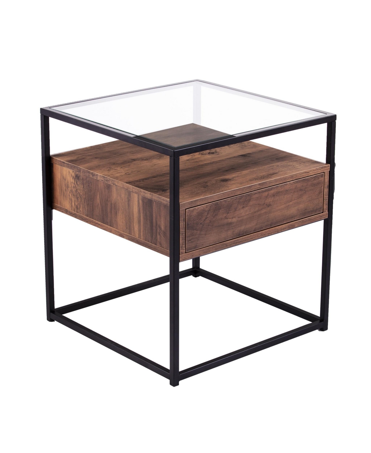 Click here for 22" Black Glass And Iron Square End Table Wit... prices