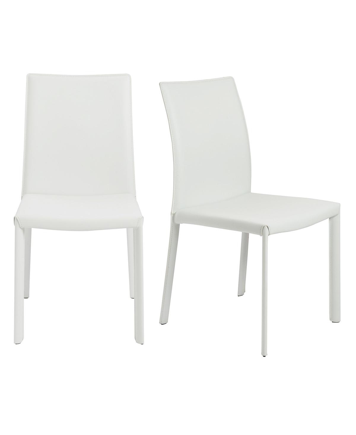 Click here for Set of 2 Dining Side Chairs with Padded Seats - Wh... prices
