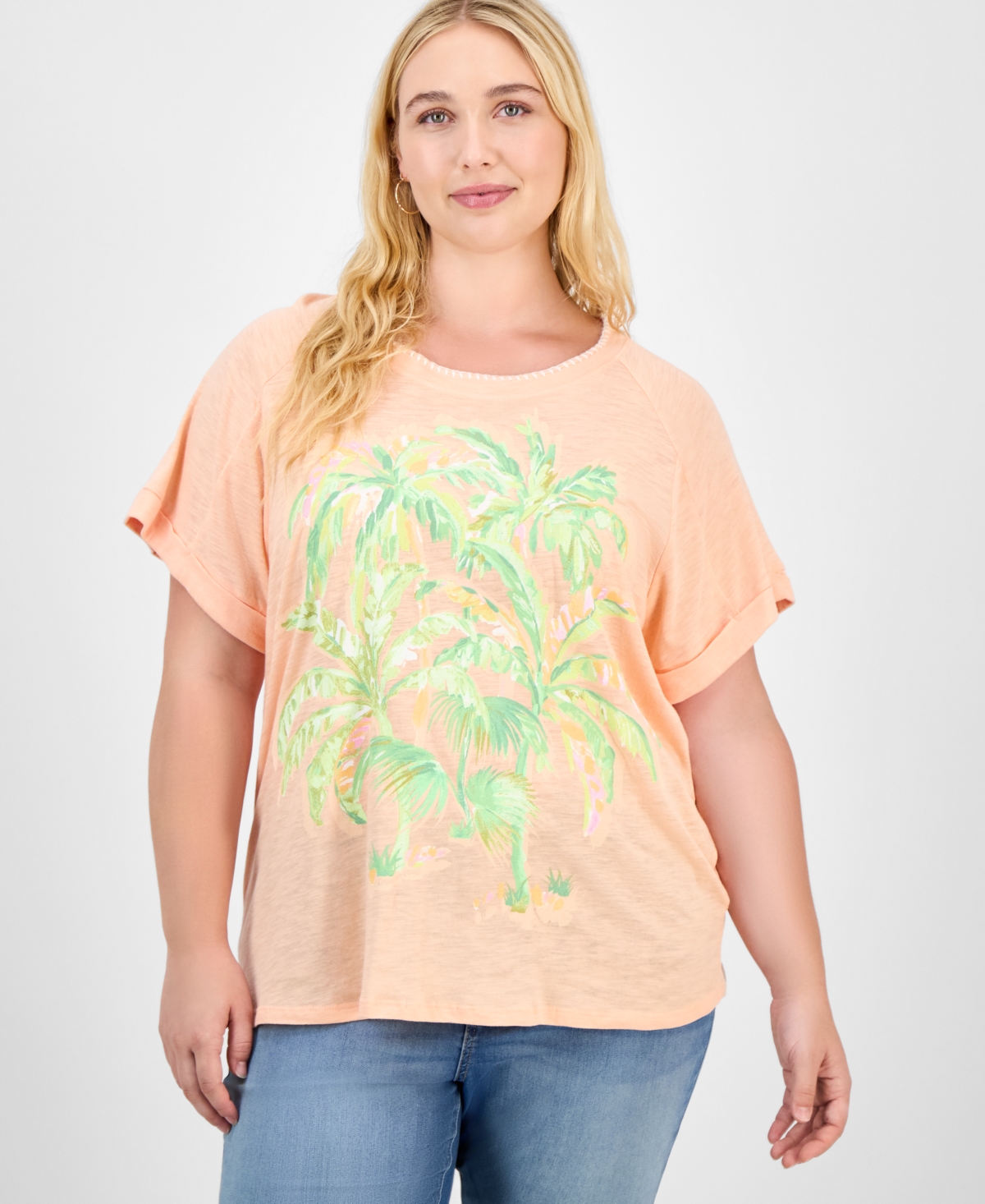 Click here for Democracy Trendy Plus Short-Sleeve Rolled-Cuff Gra... prices