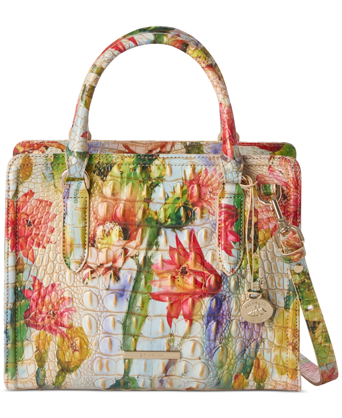 Click here for Brahmin Cami Small Leather Satchel - Succulent Blo... prices