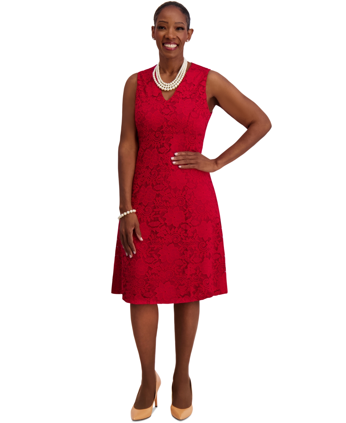 Click here for Kasper Womens Sleeveless Lace Fit & Flare Dress  R... prices