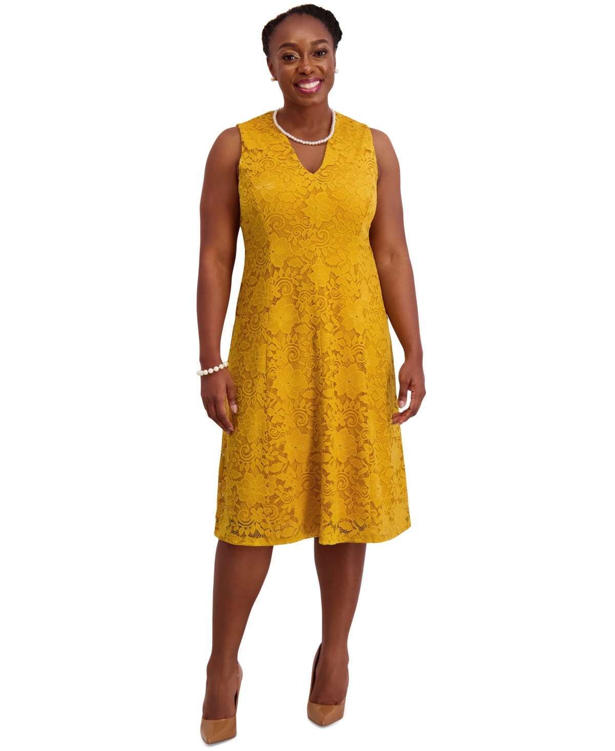 Click here for Kasper Womens Sleeveless Lace Fit & Flare Dress  R... prices